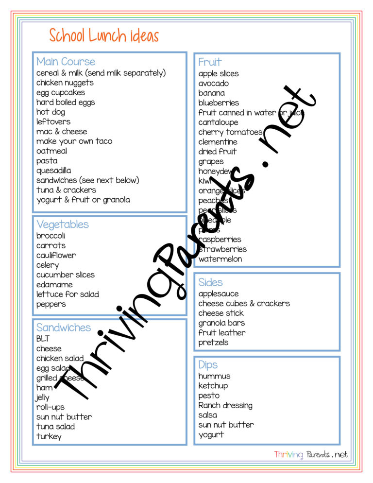 healthy School Lunch ideas - Thriving Parents